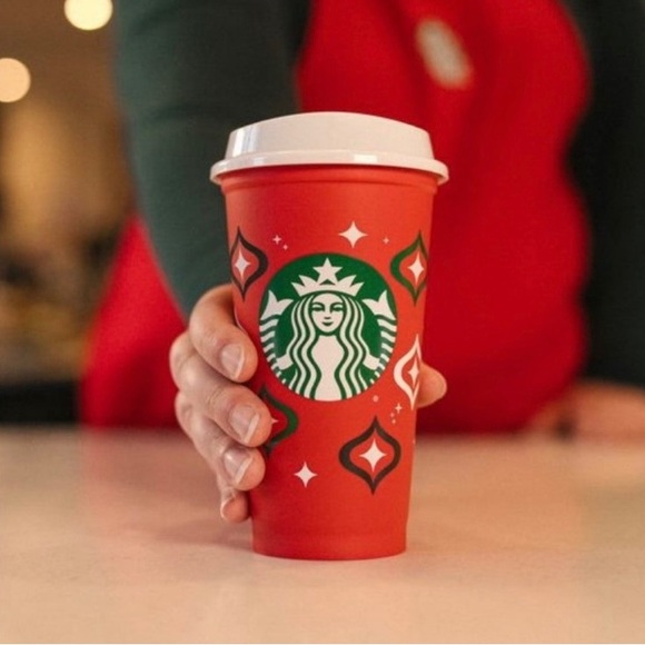 Starbucks | Dining | Starbucks Christmas Red Reusable Hot Cold Cup ...